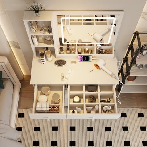 Vanity Desk with Mirror,White Vanities & Vanity Benches,Vanity with ...