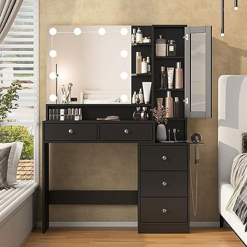 Vanity Desk with Mirror and Lights Vanity Table with Power Strip and 3 ...