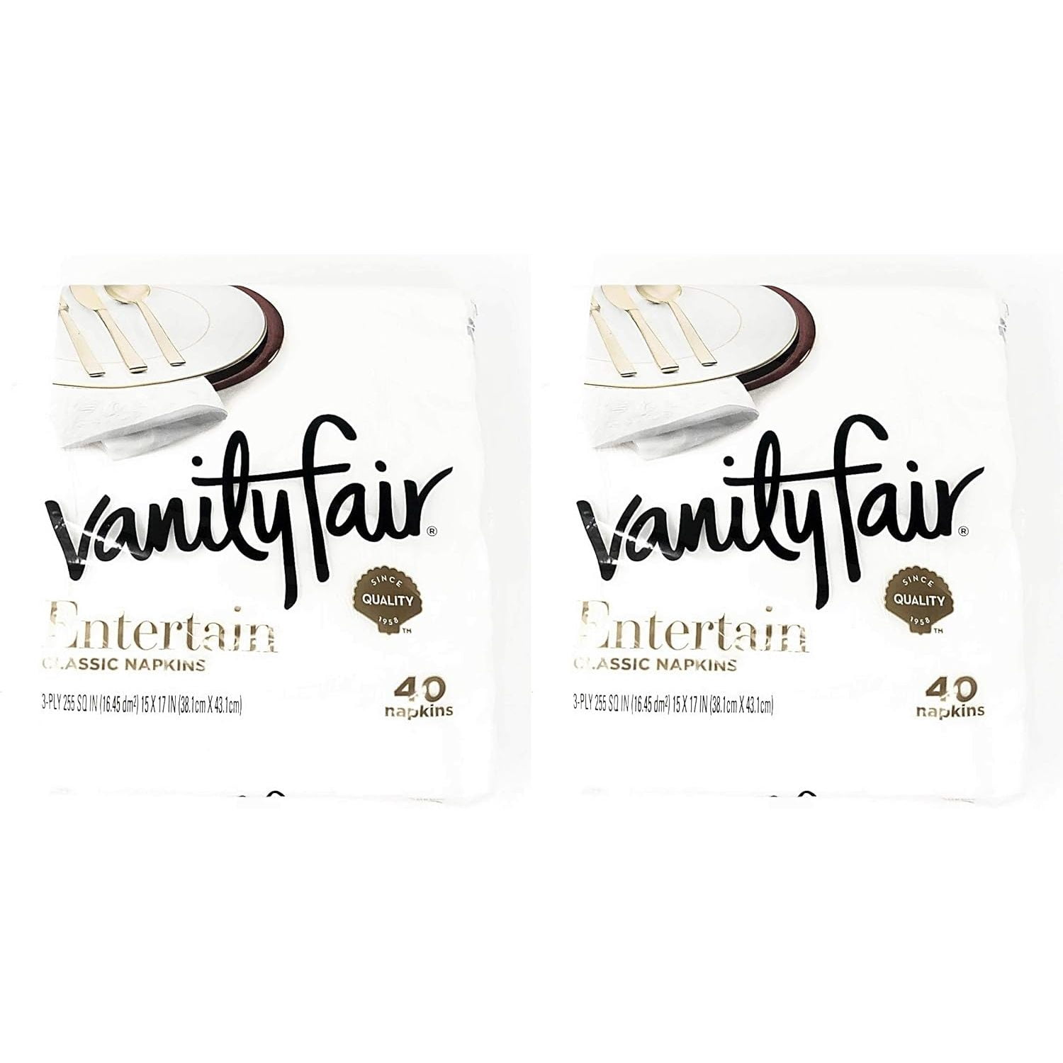 Vanity Fair Entertain Dinner Napkins, 40 Count, White Paper Napkins ...