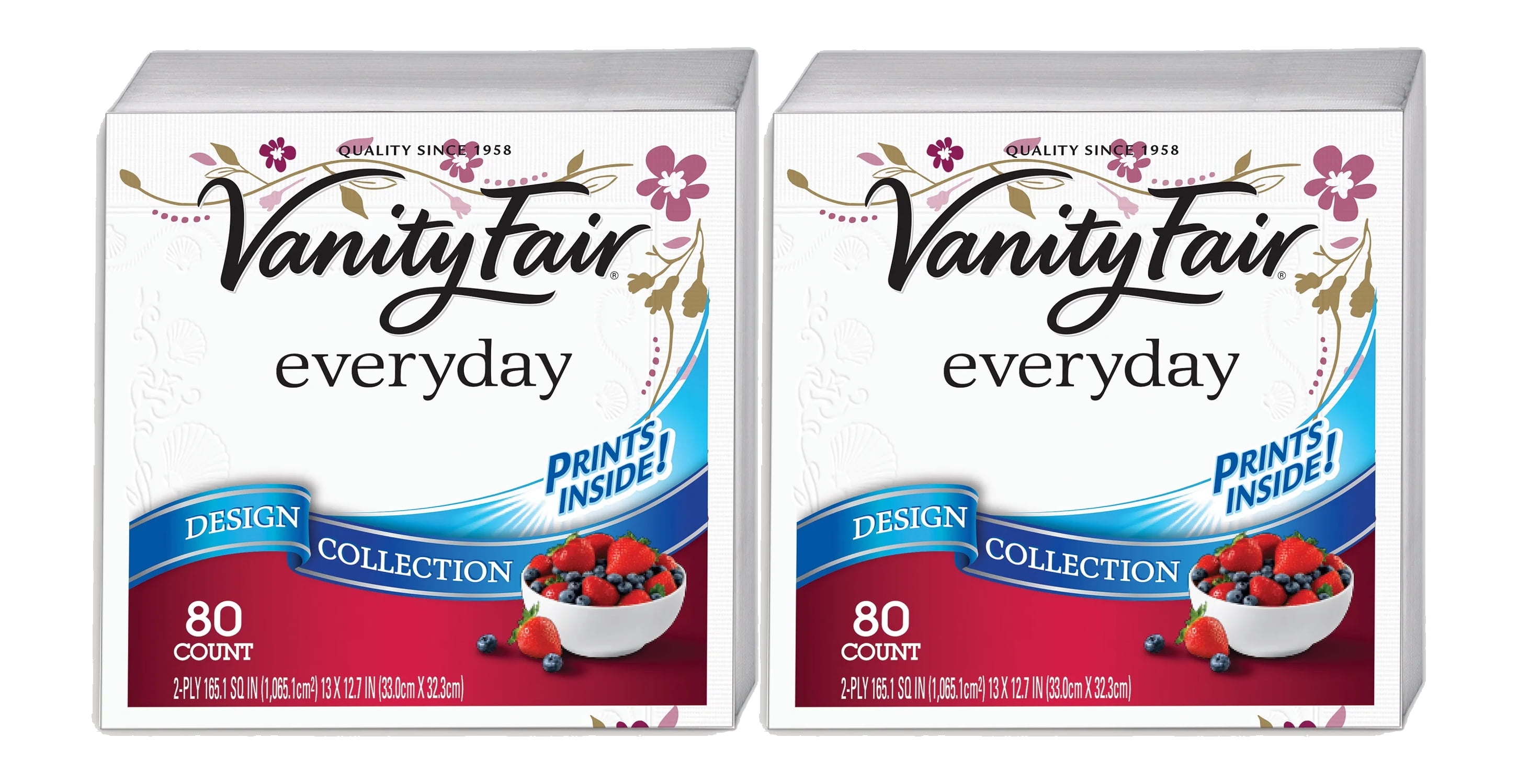 Vanity Fair Everyday Design Collection Napkins, 80 Count, Pack of 2 ...