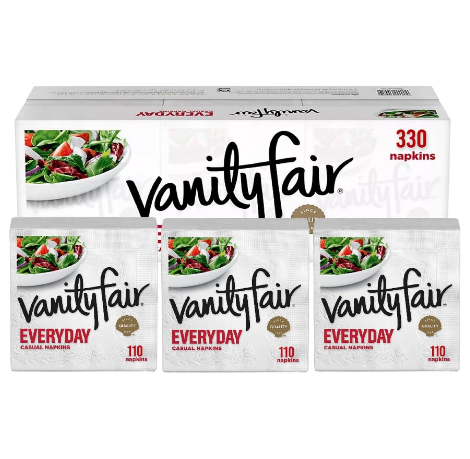 Vanity Fair Everyday Paper Napkins - 110 2-Ply Disposable Napkins (Pack ...