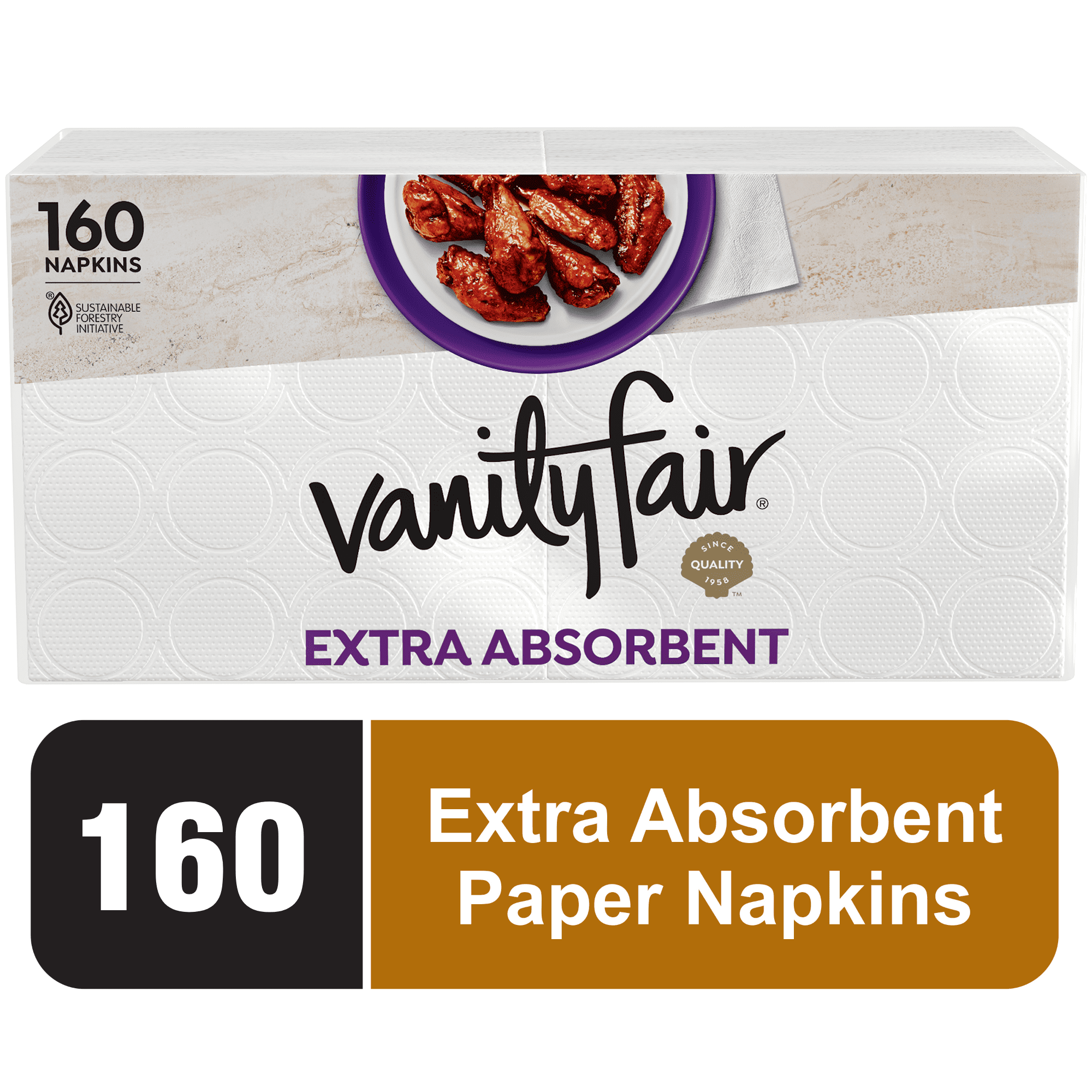 Vanity Fair Extra Absorbent Paper Napkins, 160 Count, White, Soft And ...