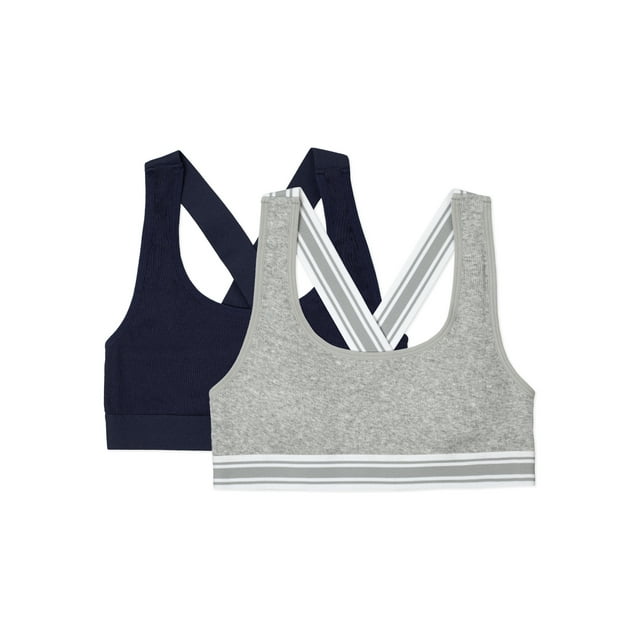 Vanity Fair Girls Bras, 2-Pack Ribbed Elastic Back Scoop Neck, Sizes ...