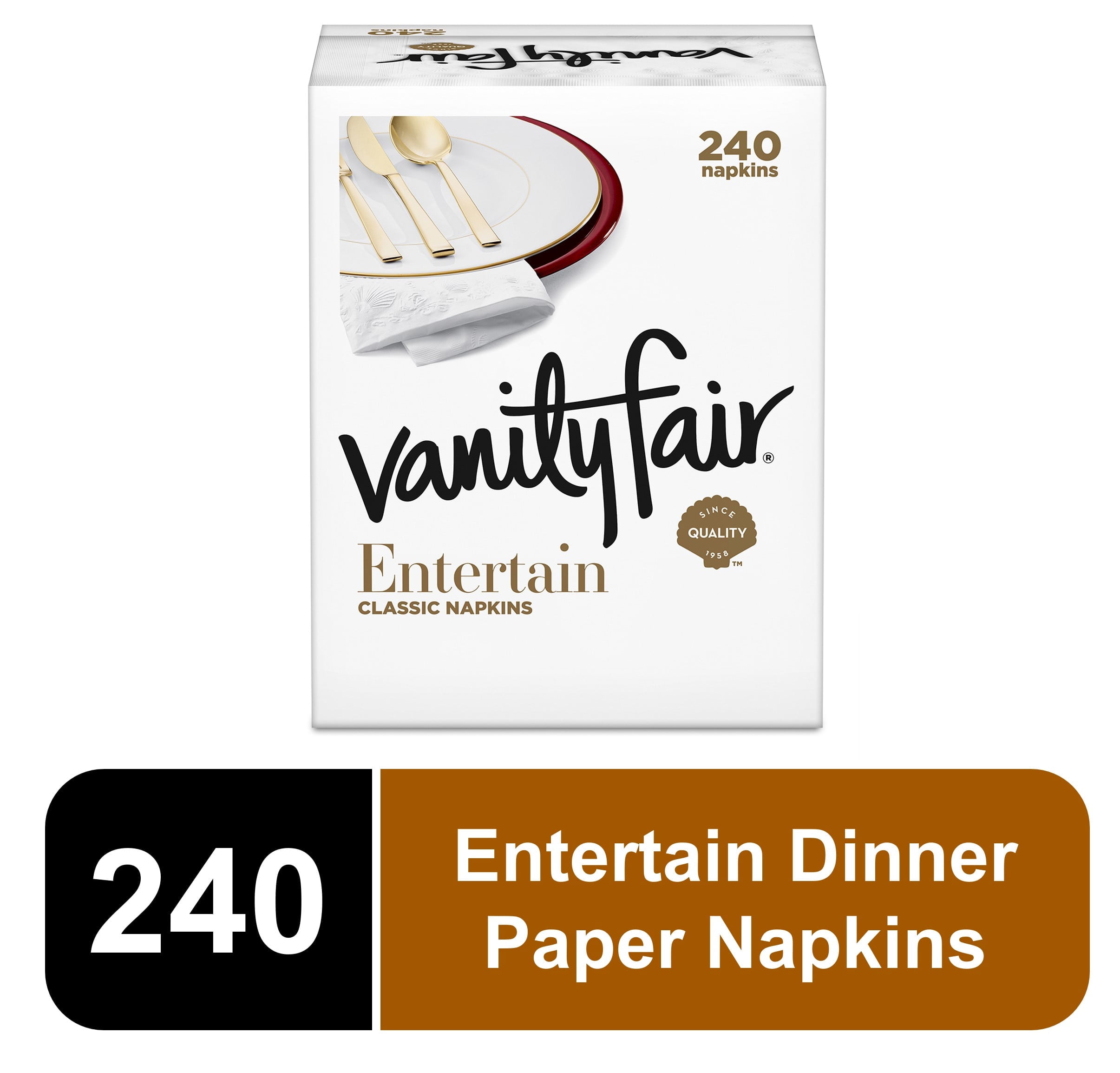 Vanity Fair Entertain Disposable Paper Napkins, White, 240 count ...