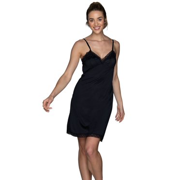 Illusion Plus Size Full Slip for Women in Black - Nylon with Lace Trim ...