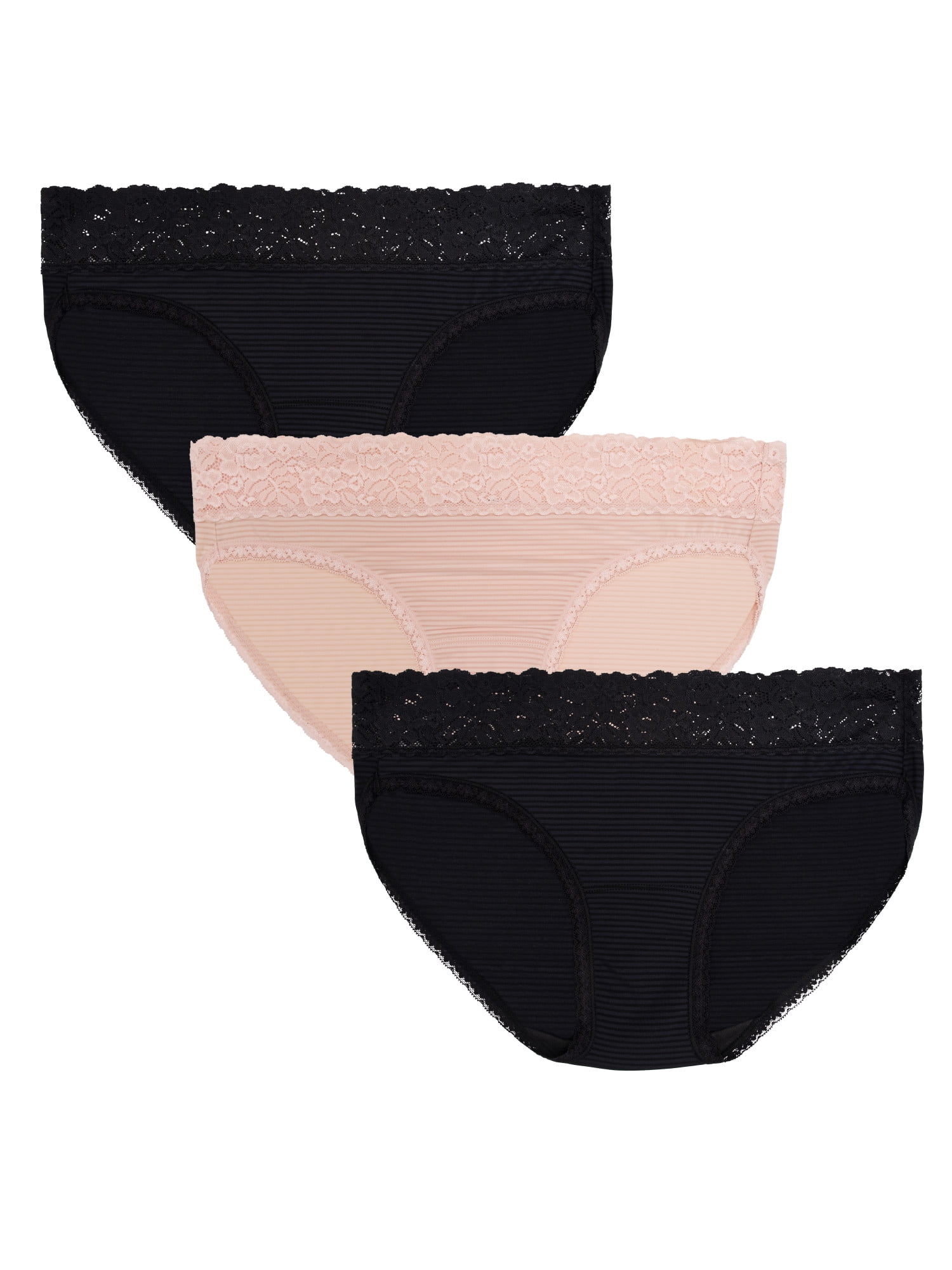 Vanity Fair Radiant Women's Light and Luxe Bikini Underwear - No Pinch, Stretch Lace Waistband ...