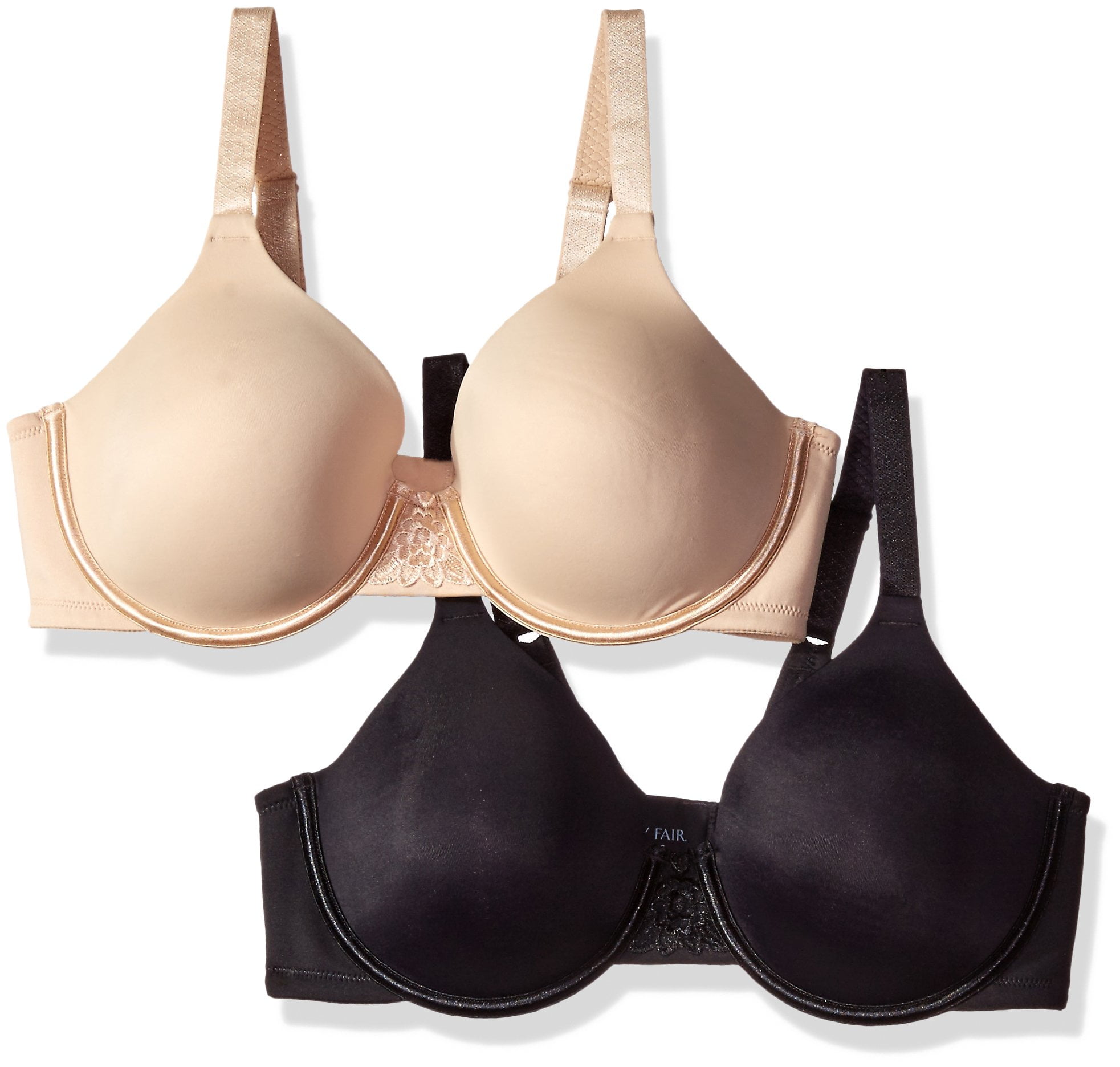 Vanity Fair Women's 2 Pack Beauty Back Full Figure Underwire Bra 76322, Damask Neutral/Midnight ...