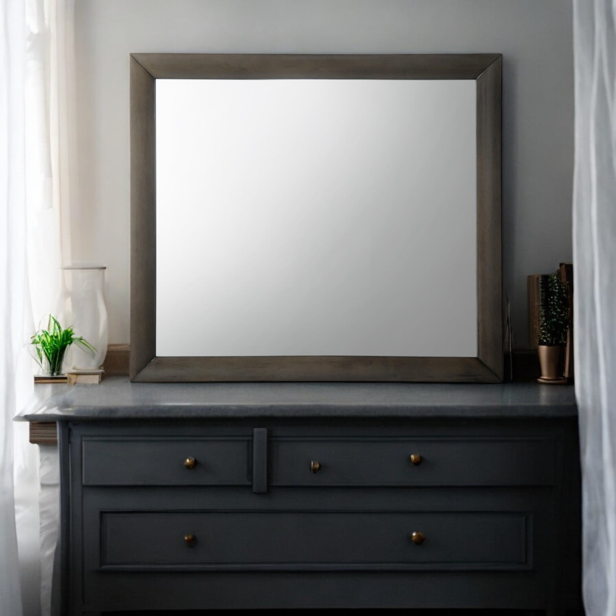 Vanity Mirror, Ireland Gray Oak Finish Mirror, Dresser Mirror, Full ...
