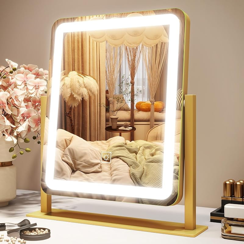 Vanity Mirror with Lights, 12.6"×15" LED Makeup Mirror, Lighted Makeup ...