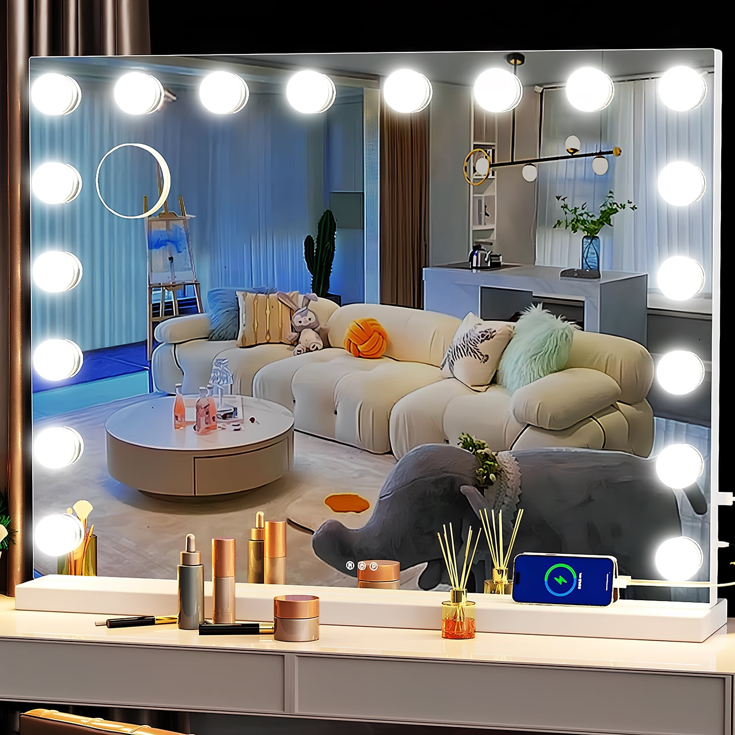 Vanity Mirror with Lights, 31.5''x22.8'' Hollywood Makeup Mirror with ...