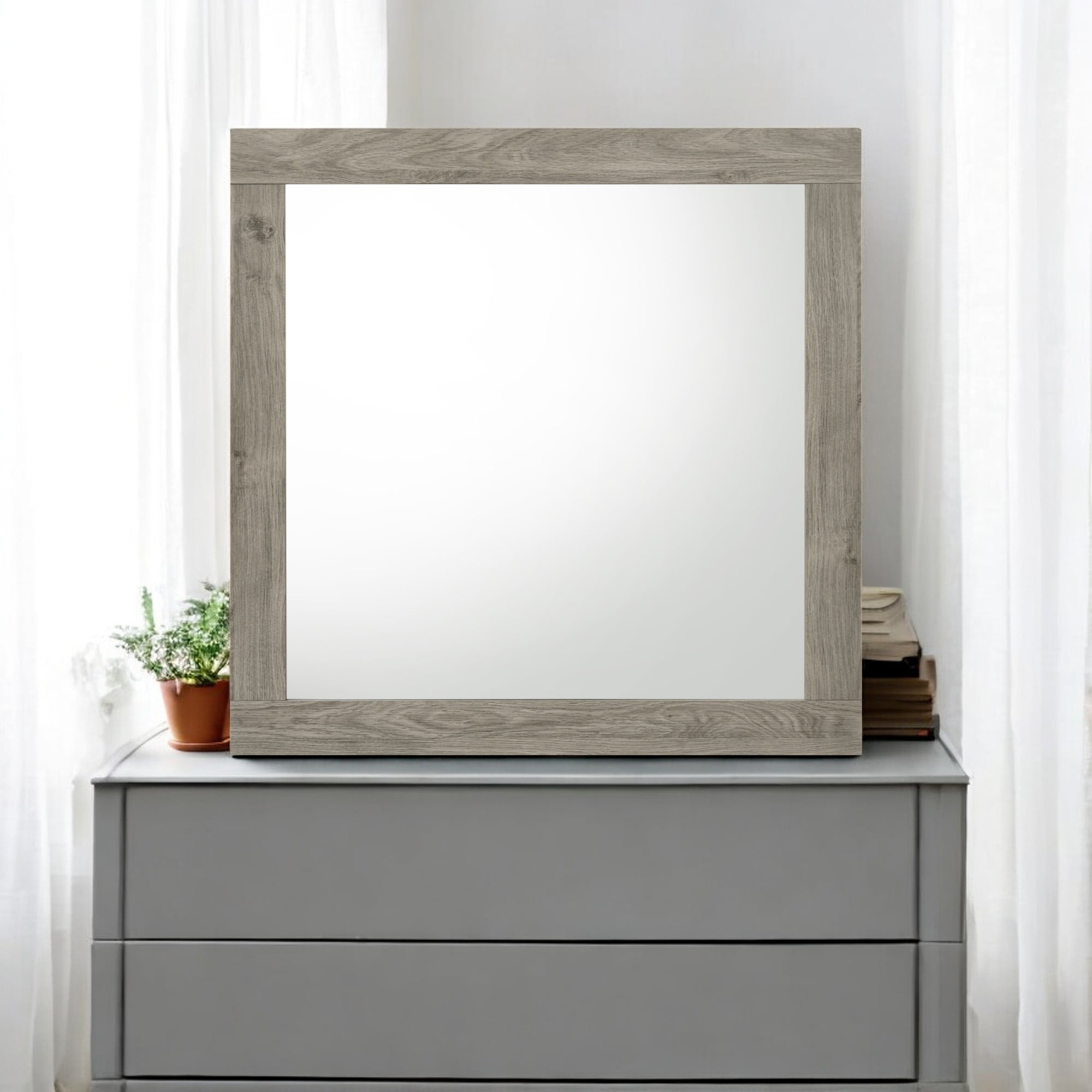 Vanity Mirror, Mari Light Gray Finish Mirror, Dresser Mirror, Full ...