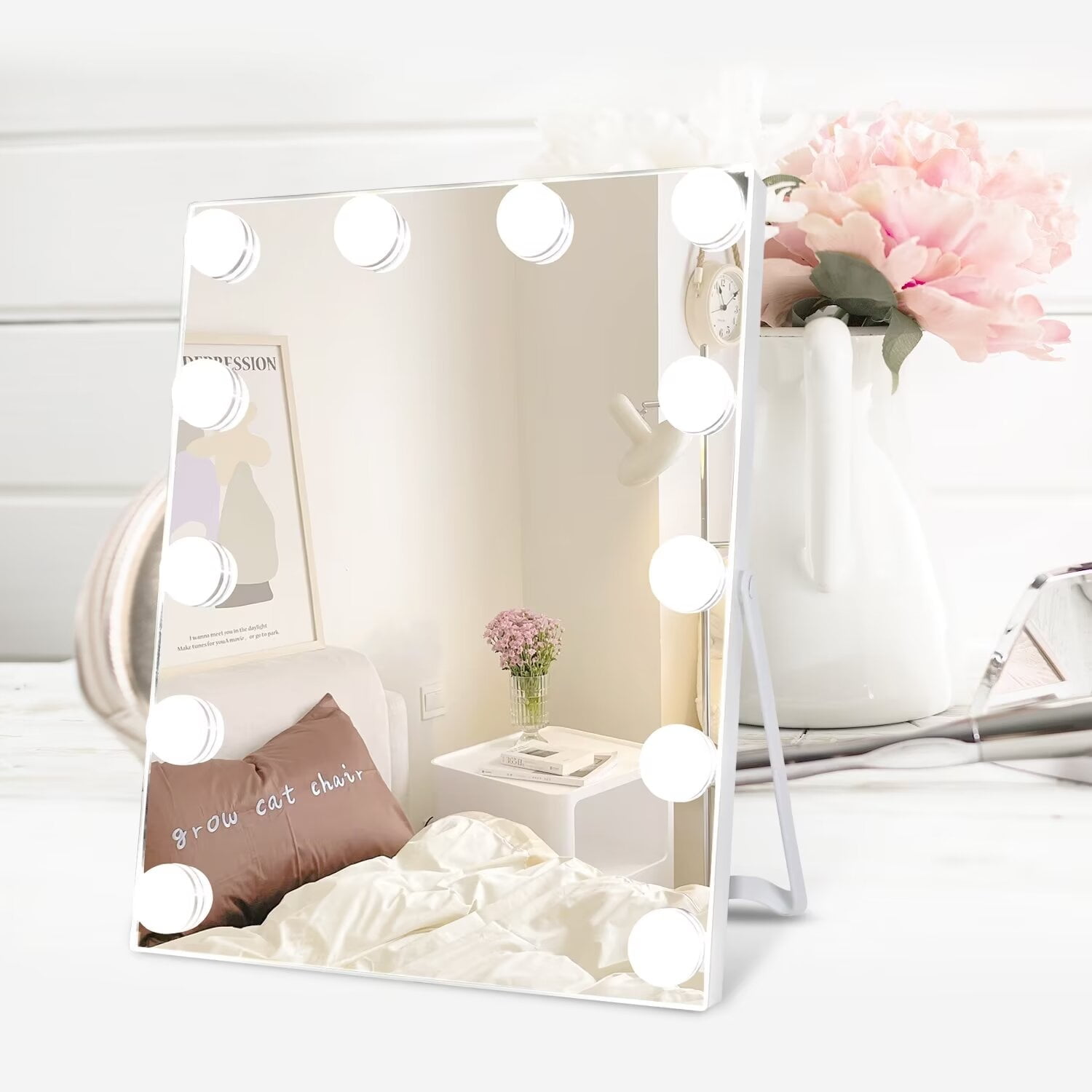 Hoywper 10" x 12" Rectangular Makeup Mirror with Lights, Touch Control ...