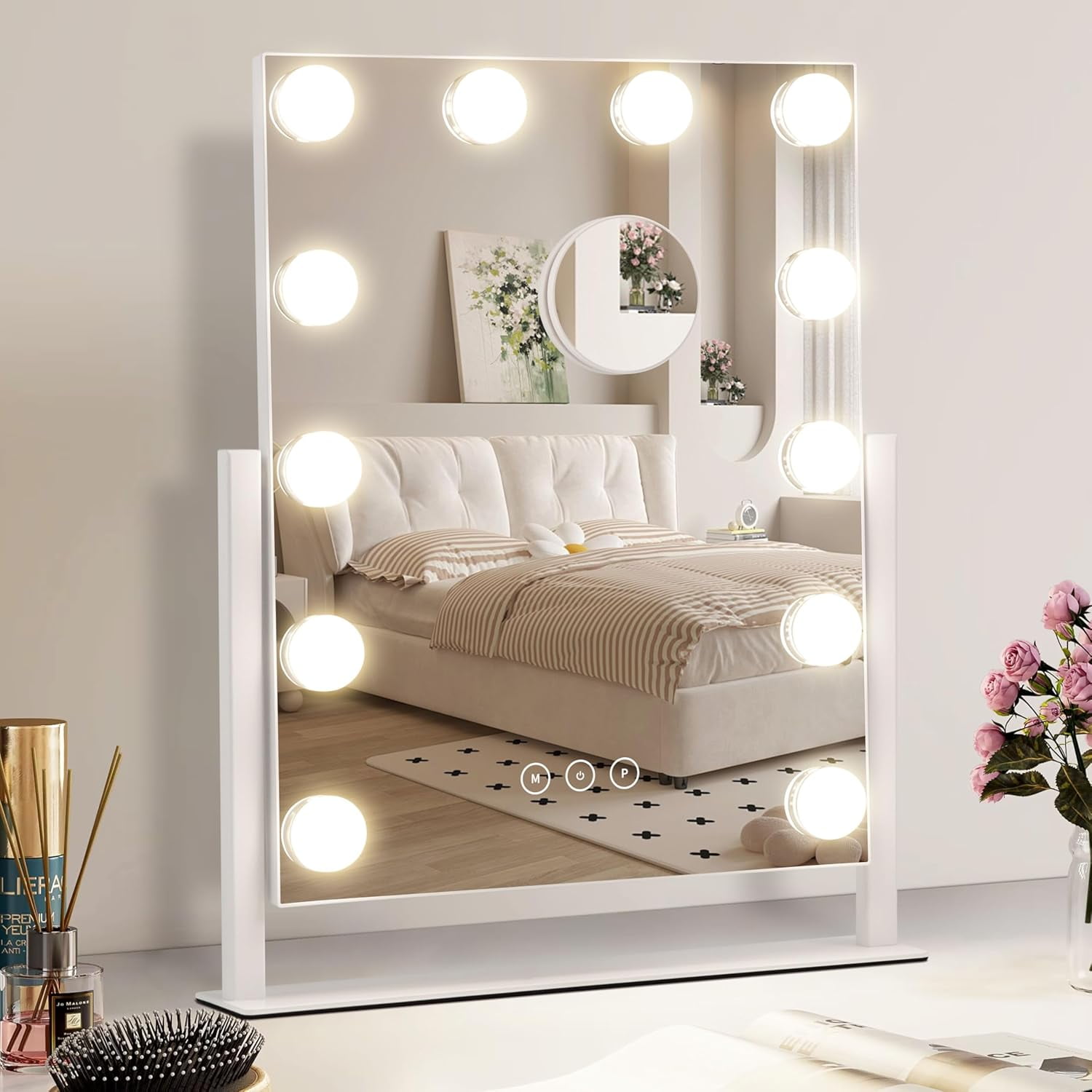 Vanity Mirror with Lights,3 Color Lighting Modes Detachable 10X ...