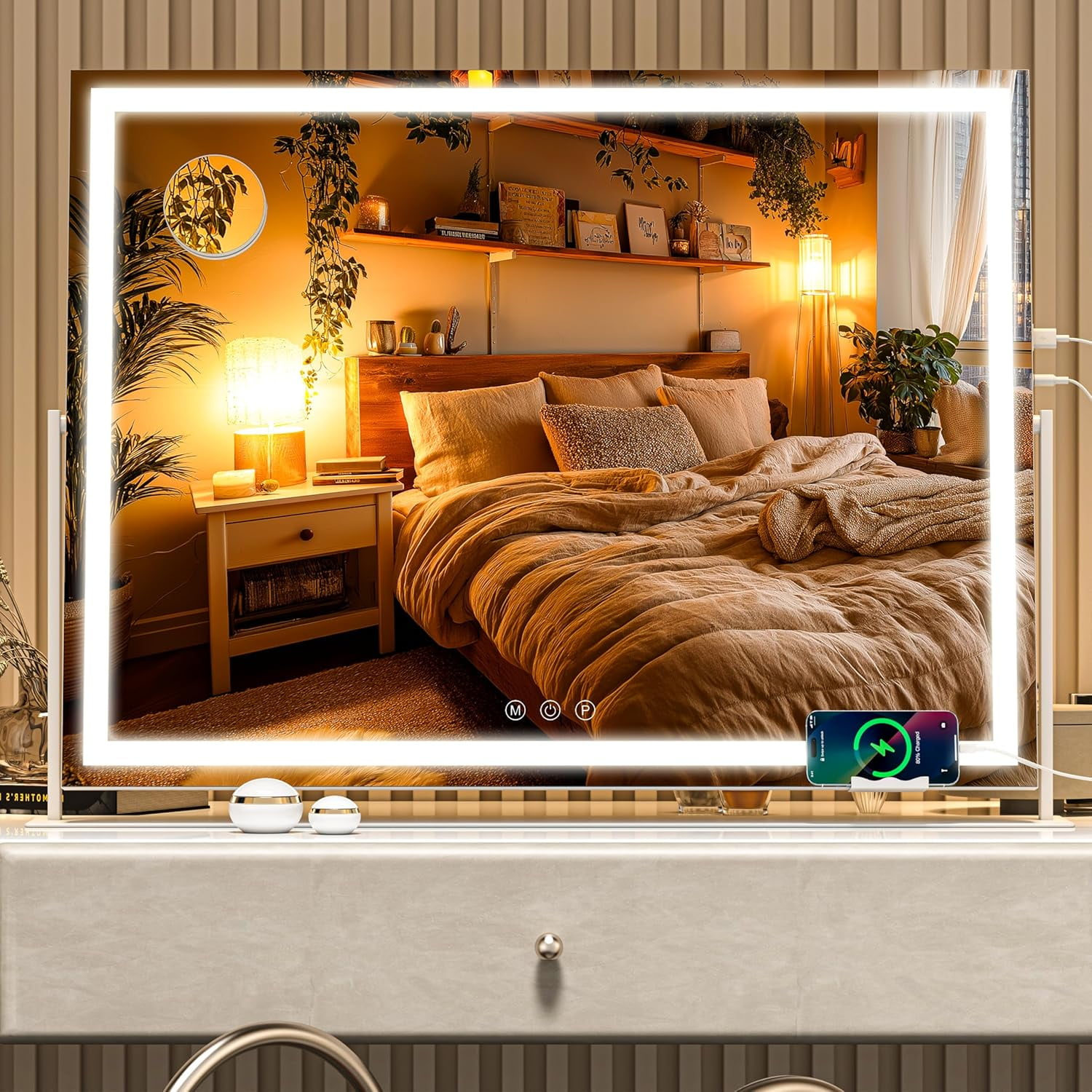 Vanity Mirror with Lights, 30'' x 22'' Lighted Mirror, Touch Screen ...