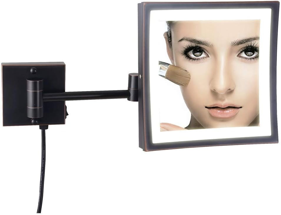 Vanity Mirrors, 8.5 Inch Single Sided Brass Lighted 3X Magnifying ...
