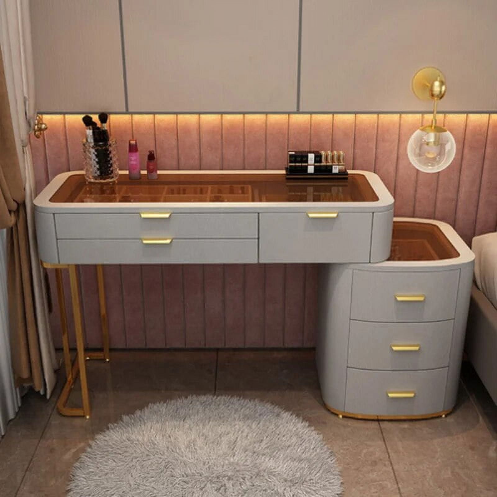 Vanity Mobile Dressing Table Mirror Bedroom Dresser Storage Hotel ...