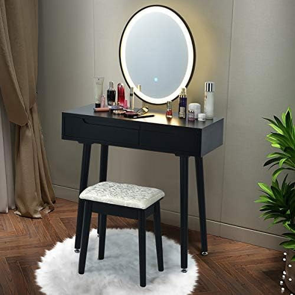 Vanity Set with Lighted Mirror 3 Modes Adjustable Brightness Mirror ...