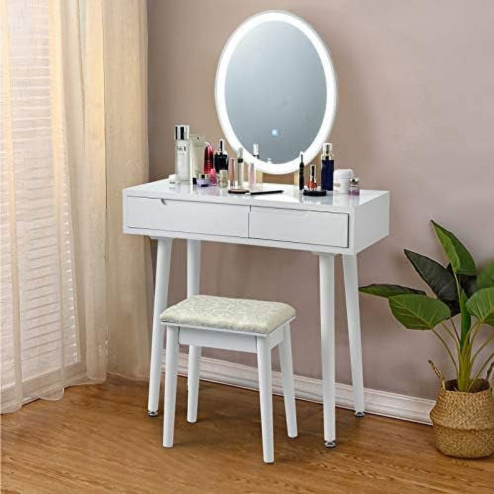 Vanity Set with Lighted Mirror 3 Modes Adjustable Brightness Mirror ...