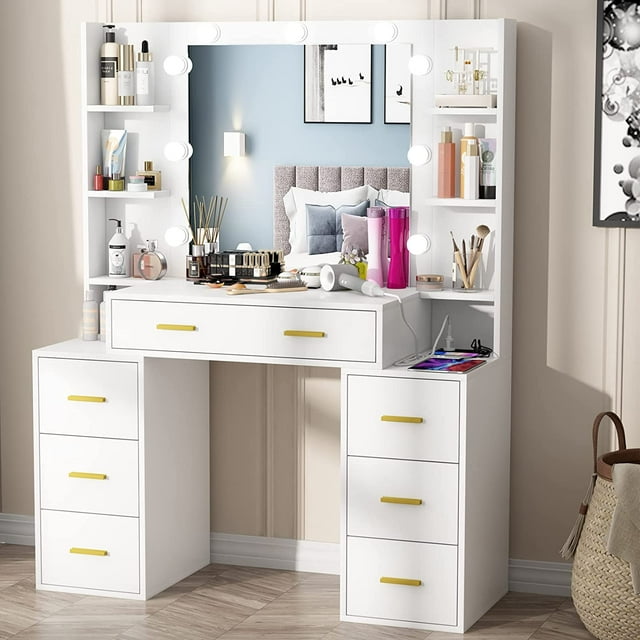 Vanity Set With Lighted Mirror 43 Makeup Vanity With Charging