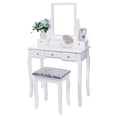 Vanity Set with Mirror & Cushioned Stool Dressing Table Vanity Makeup ...