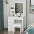 Large Bedroom Dresser Vanity Set with Mirror, Modern Storage Makeup ...