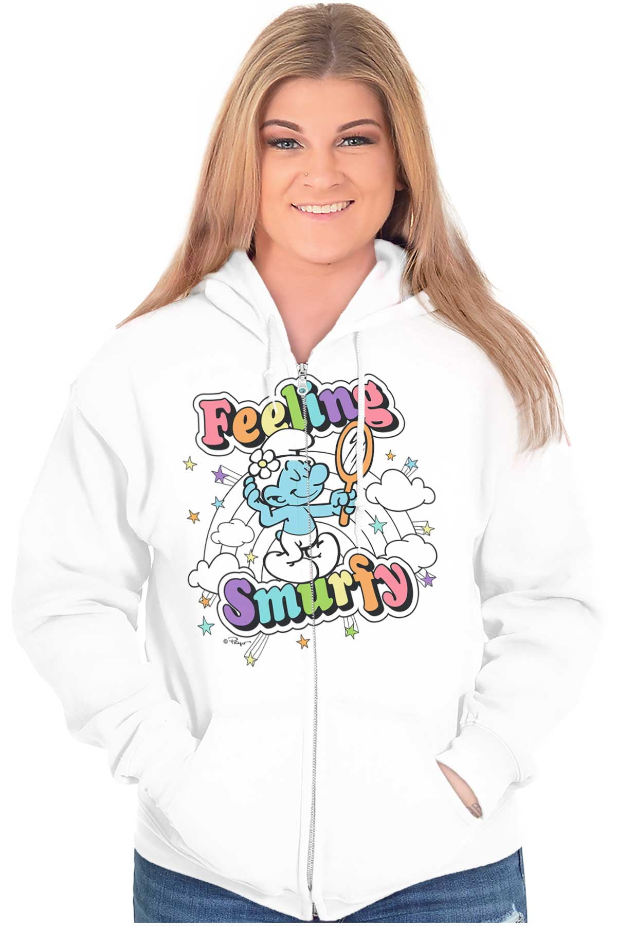 Vanity Smurf Feeling Smurfy Rainbow Women Plus Size Zipper Hoodie ...