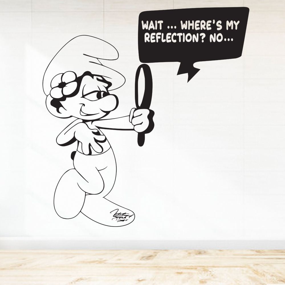 Vanity Smurf Mirror The Smurfs Cartoon Character Wall Sticker Art Decal ...