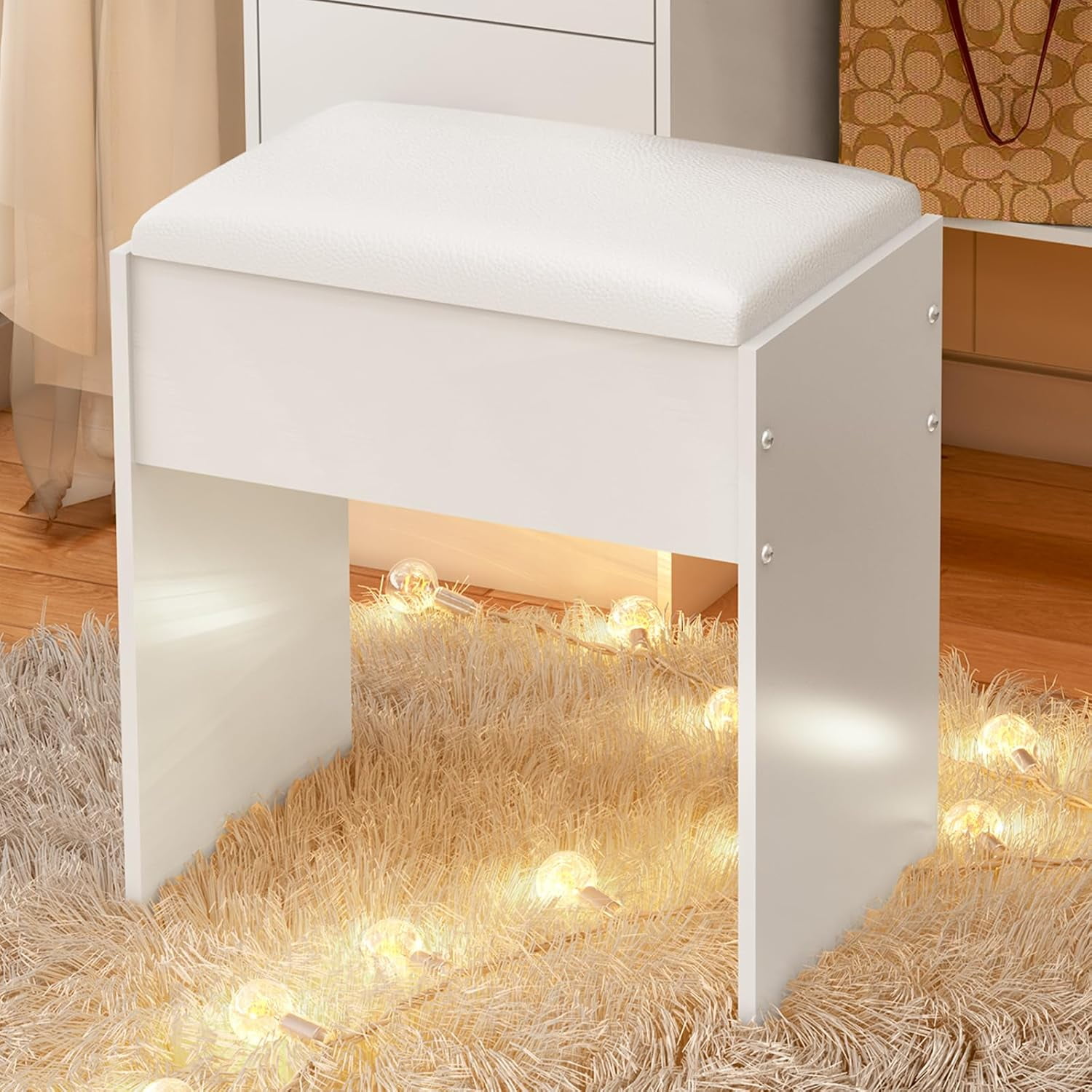 Vanity Stool Chair 16 Inch, Cushioned Vanity Stools, Dressing Table ...