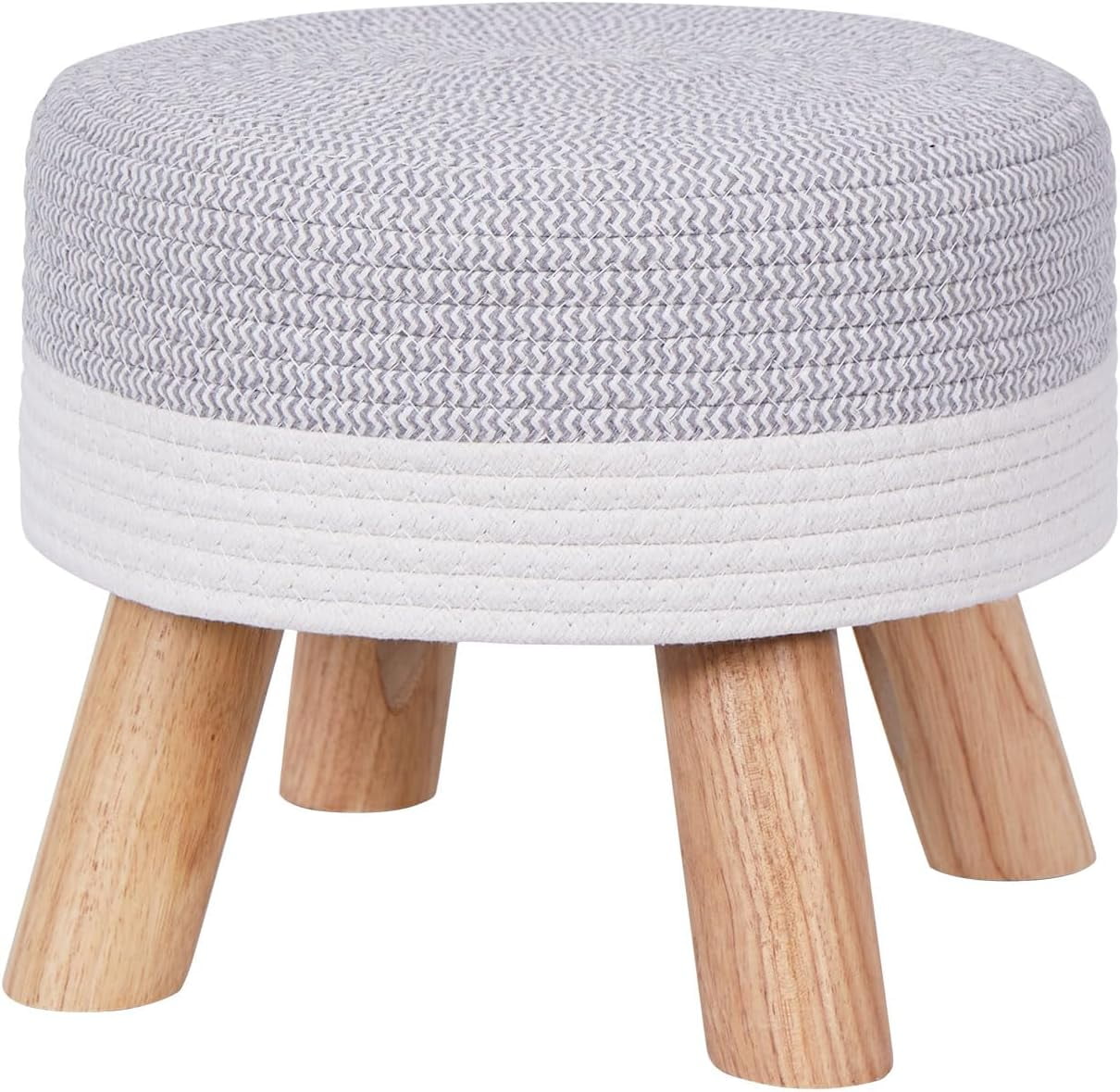 Vanity Stool Chair Hemp Rope Footstool Hand Weave Ottoman with Padded ...