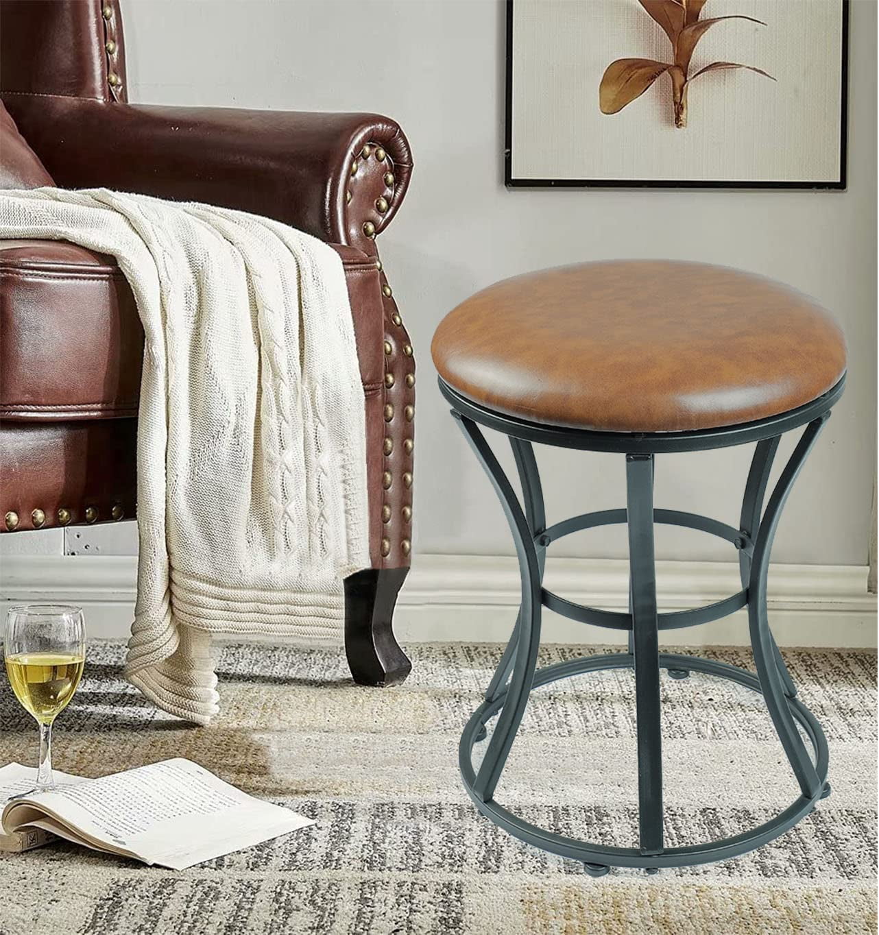 Chair, Modern Dressing Stool for Makeup Vanity with Black Legs ...