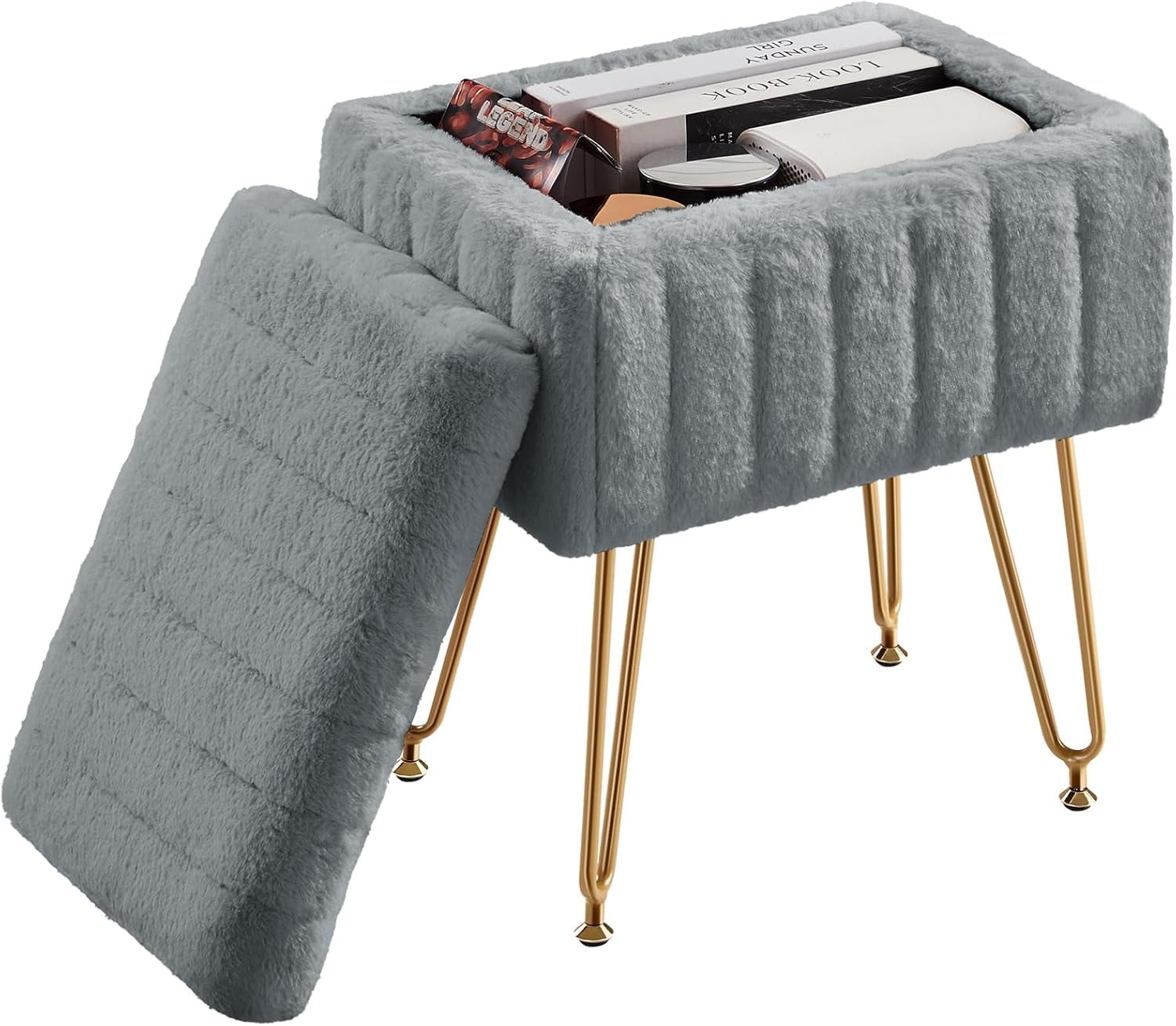 Vanity Stool Chair, Ottoman with Storage, Makeup Cute Soft Small ...