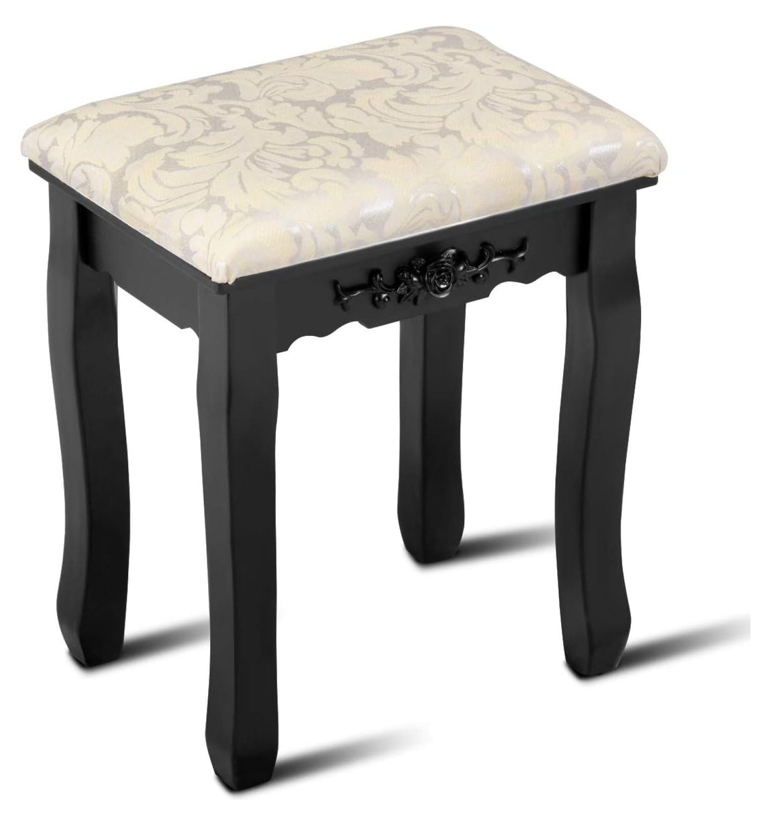 Vanity Stool, Makeup Bench with Solid Wood Legs, Piano Seat with Carved ...