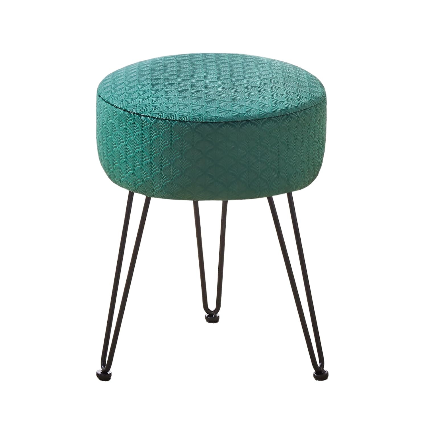 Vanity Stool with Metal Legs – Round Velvet Ottoman Bench, Modern ...