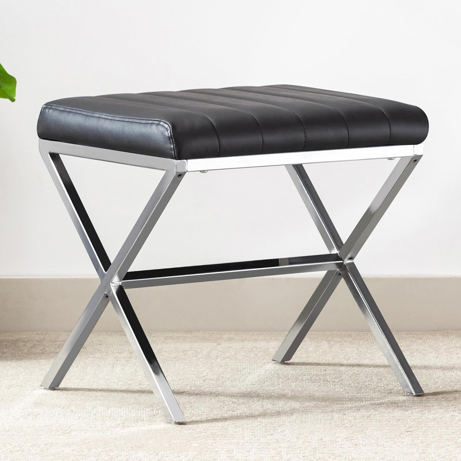 Vanity Stool,Modern PU Leather Ottoman Stool Chair for Vanity,Vanity ...