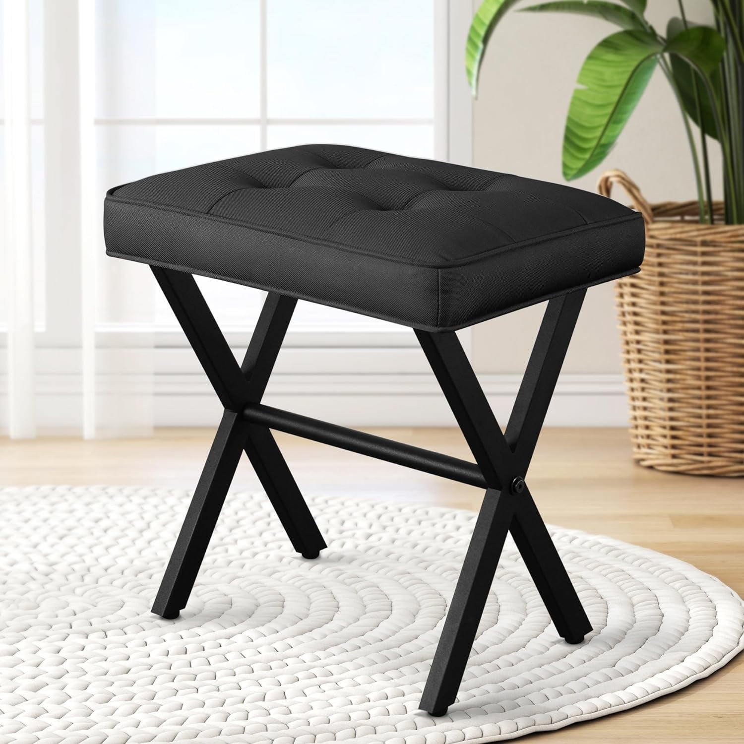 Vanity Stool Ottoman Stool Chair for Vanity Chair with Metal X Legs ...