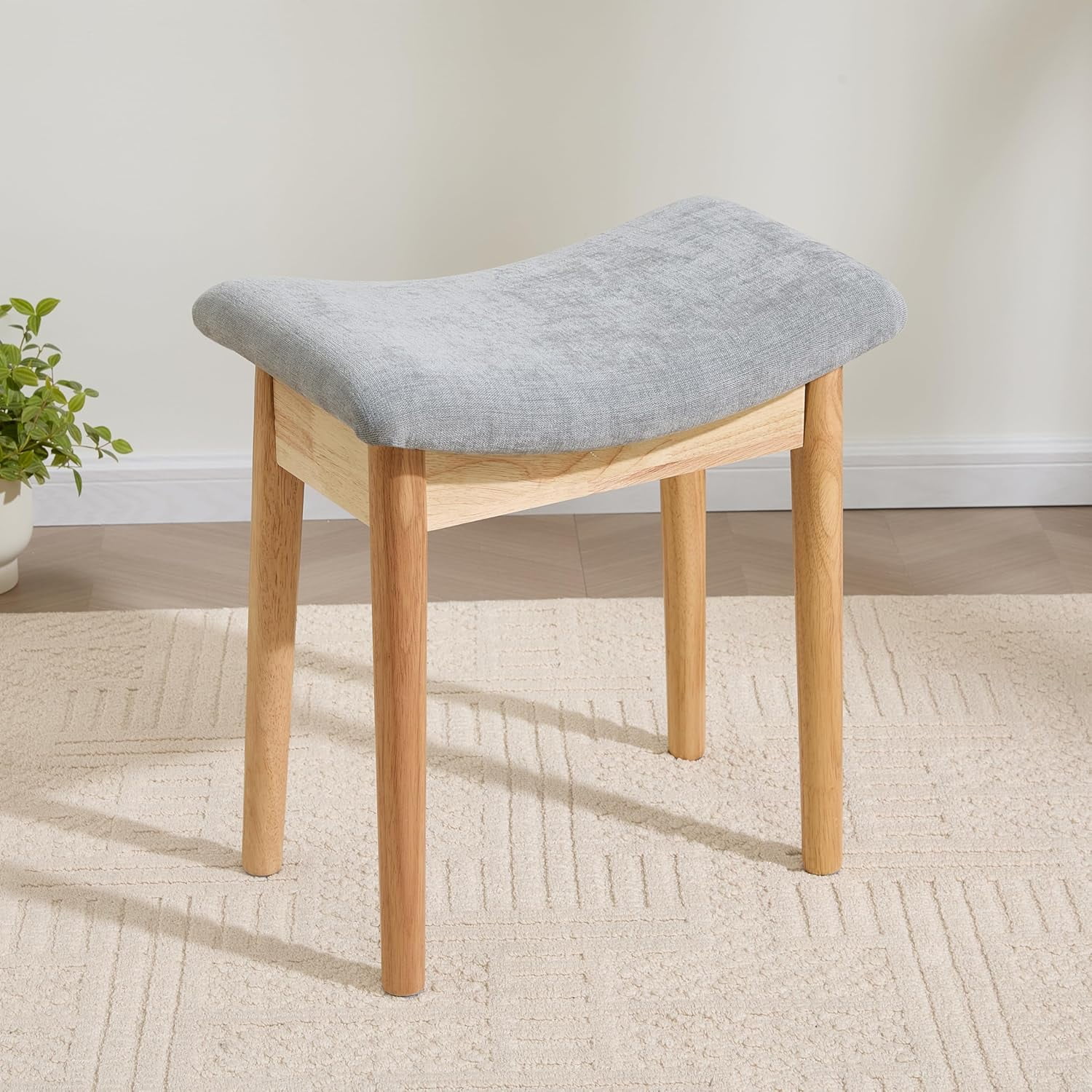 Vanity Stool with Saddle Cushion, 18 Inch Makeup Vanity Chair for ...