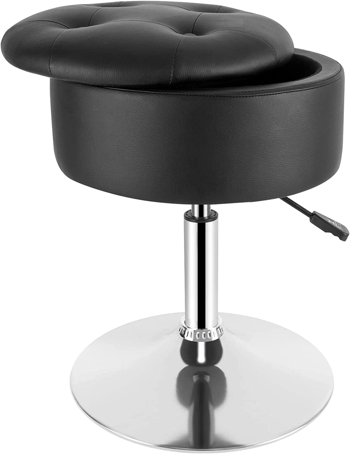 Vanity Stool with Storage, Makeup Room Seat Chair, Adjustable Height 17 ...