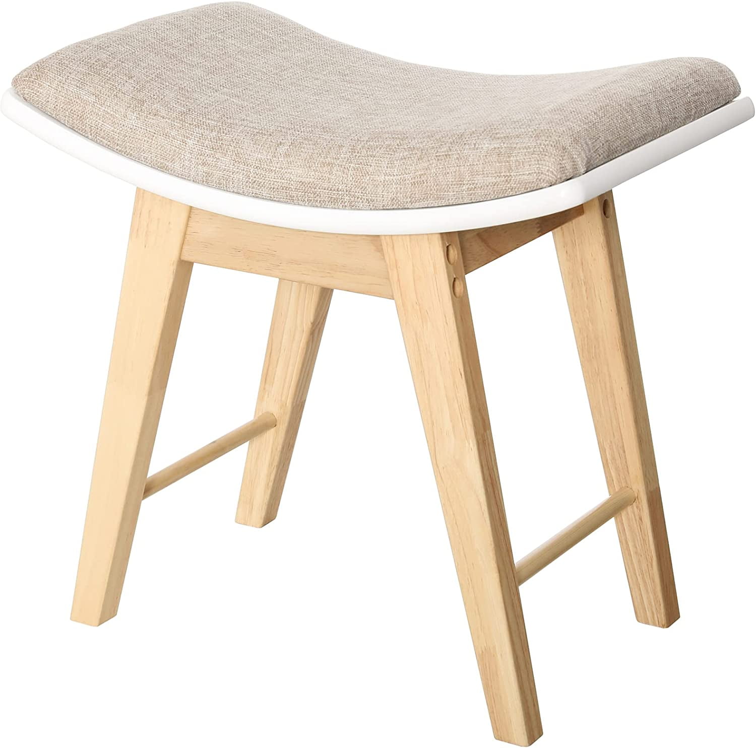 Vanity Stool, Vanity Bench with Rubberwood Legs & Padded Cushion ...