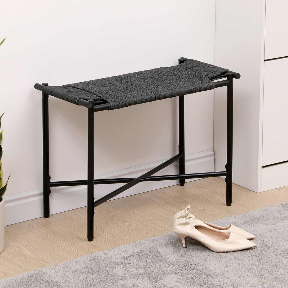 Vanity Stools Handwoven Paper Rope - Small Ottoman Foot Rest for ...