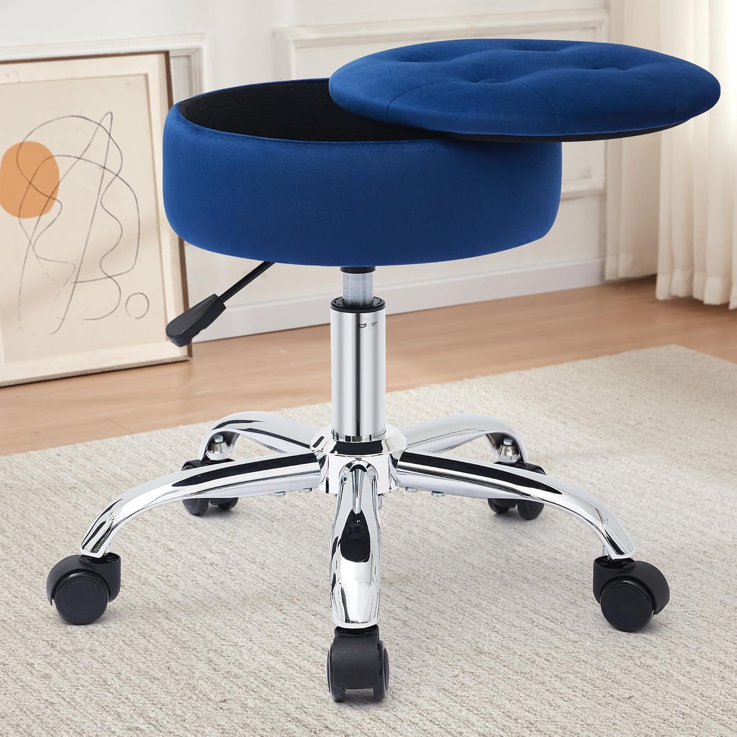 Vanity Swivel Stool Chair for Makeup Room, Rolling Stool with Wheels ...