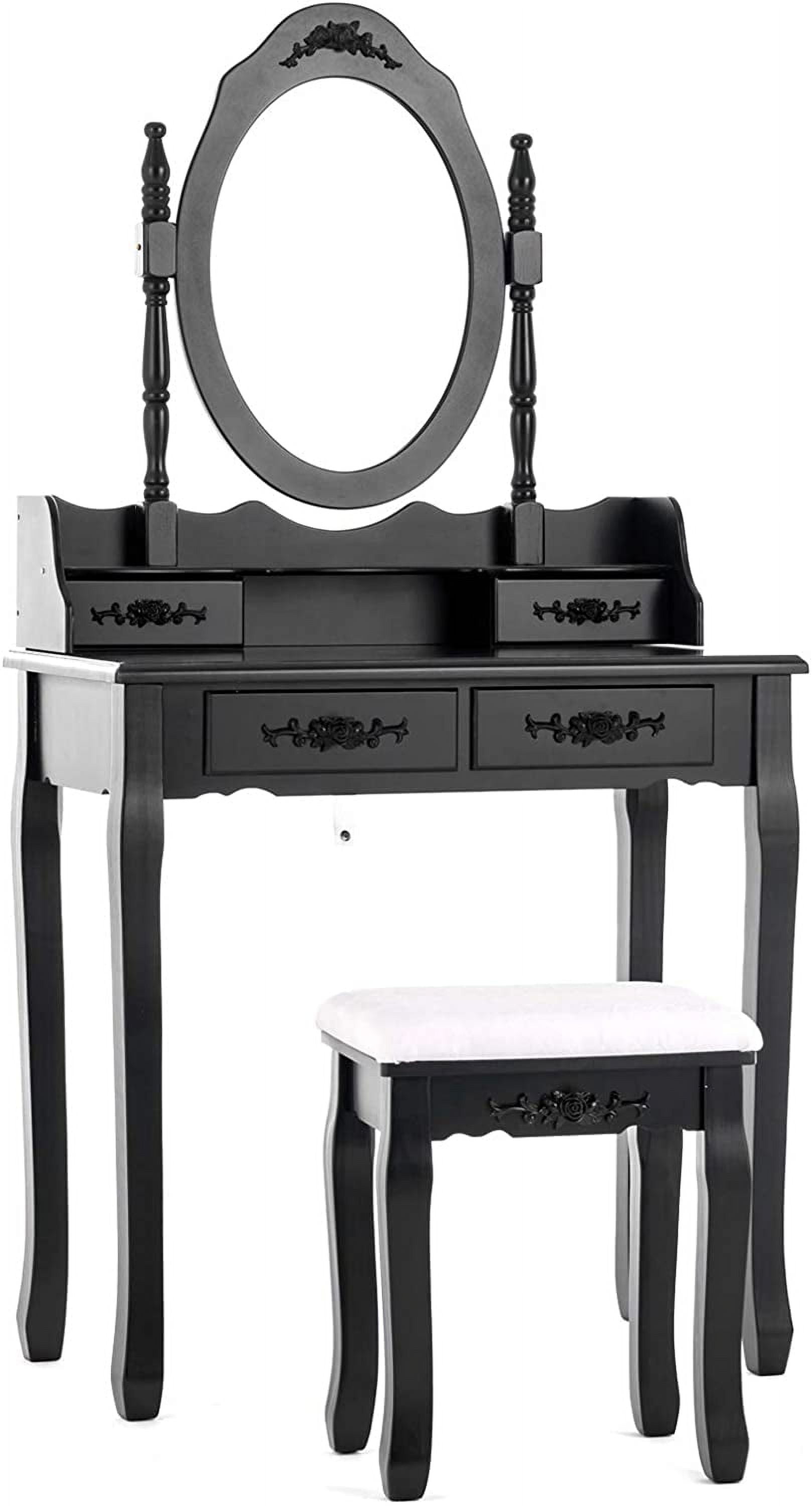 Vanity Table,Makeup Dressing Table with Oval Mirror,Bedroom Vanity Set ...