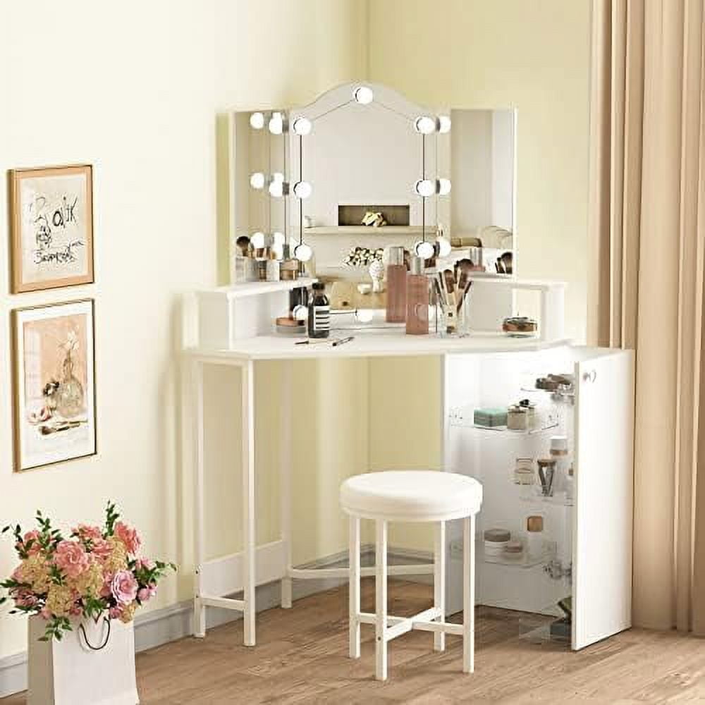 Vanity Table Set Corner Vanity Table Make Up Vanity Station for Bedroom ...