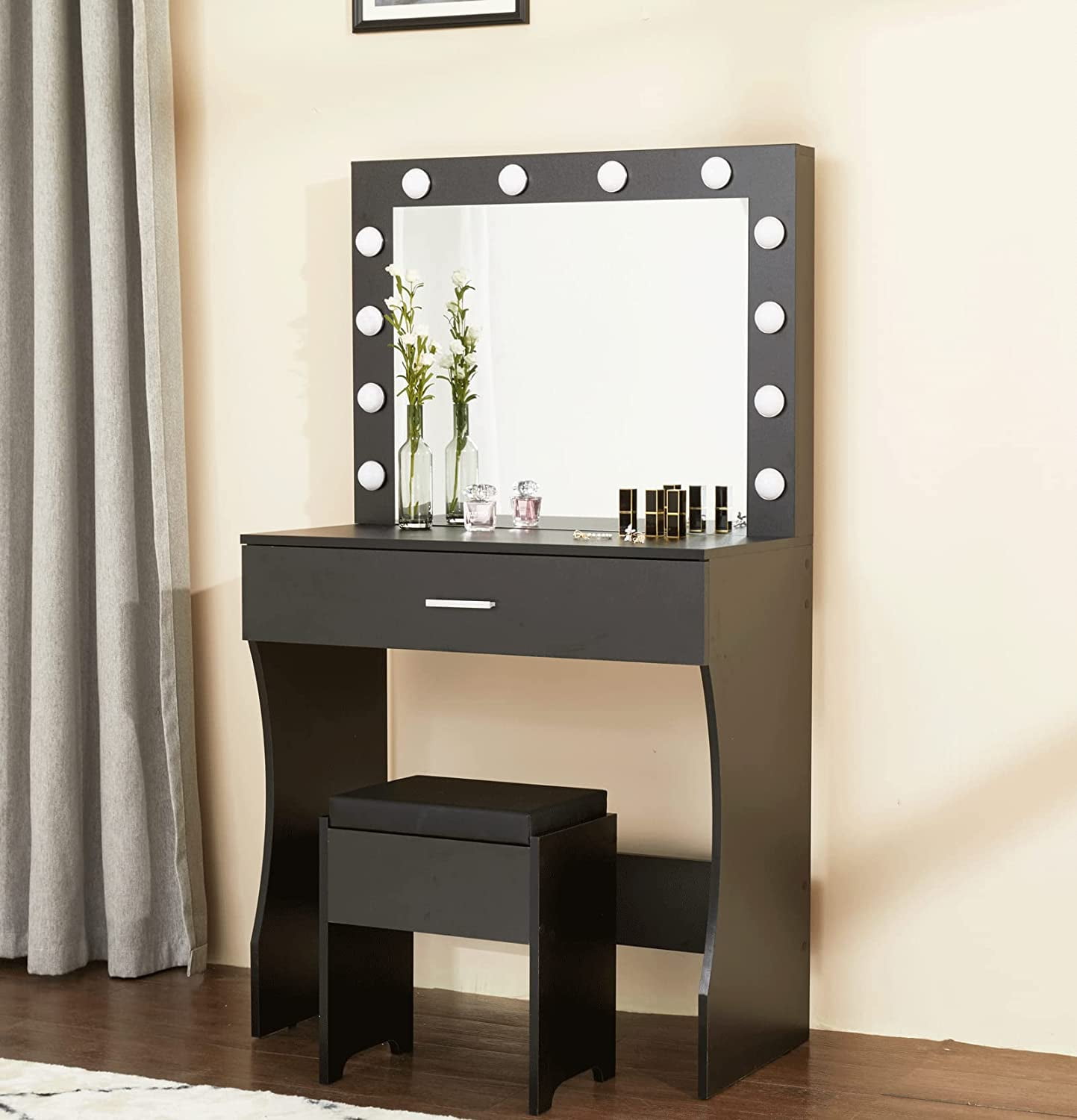 Vanity Table Set with Lighted Mirror, Makeup Vanity Desk for Girls ...