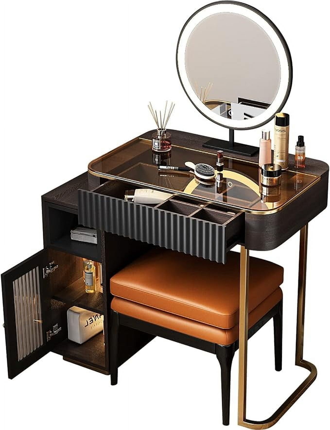 Vanity Table with Stool,Retractable Makeup,Dressing Table,Vanity Desk ...