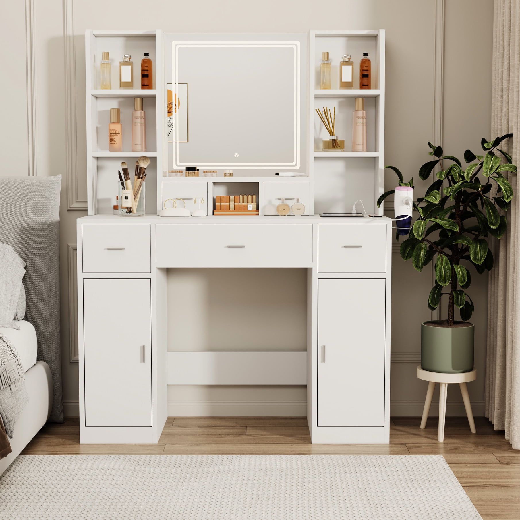 Vanity Table with Ample Drawer Space - Keep Desktop Clean in Bedroom ...