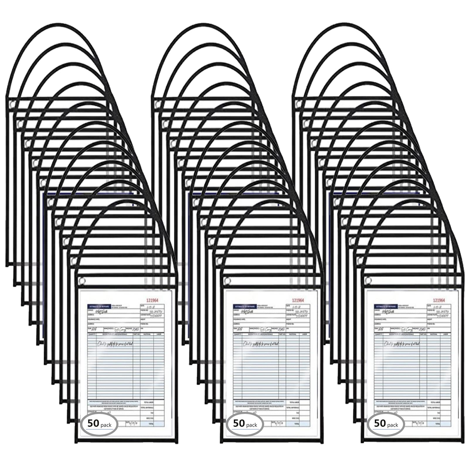 C-Line Shop Ticket Holders, Stitched, Both Sides Clear, 50", 8 1/2 x 11 ...
