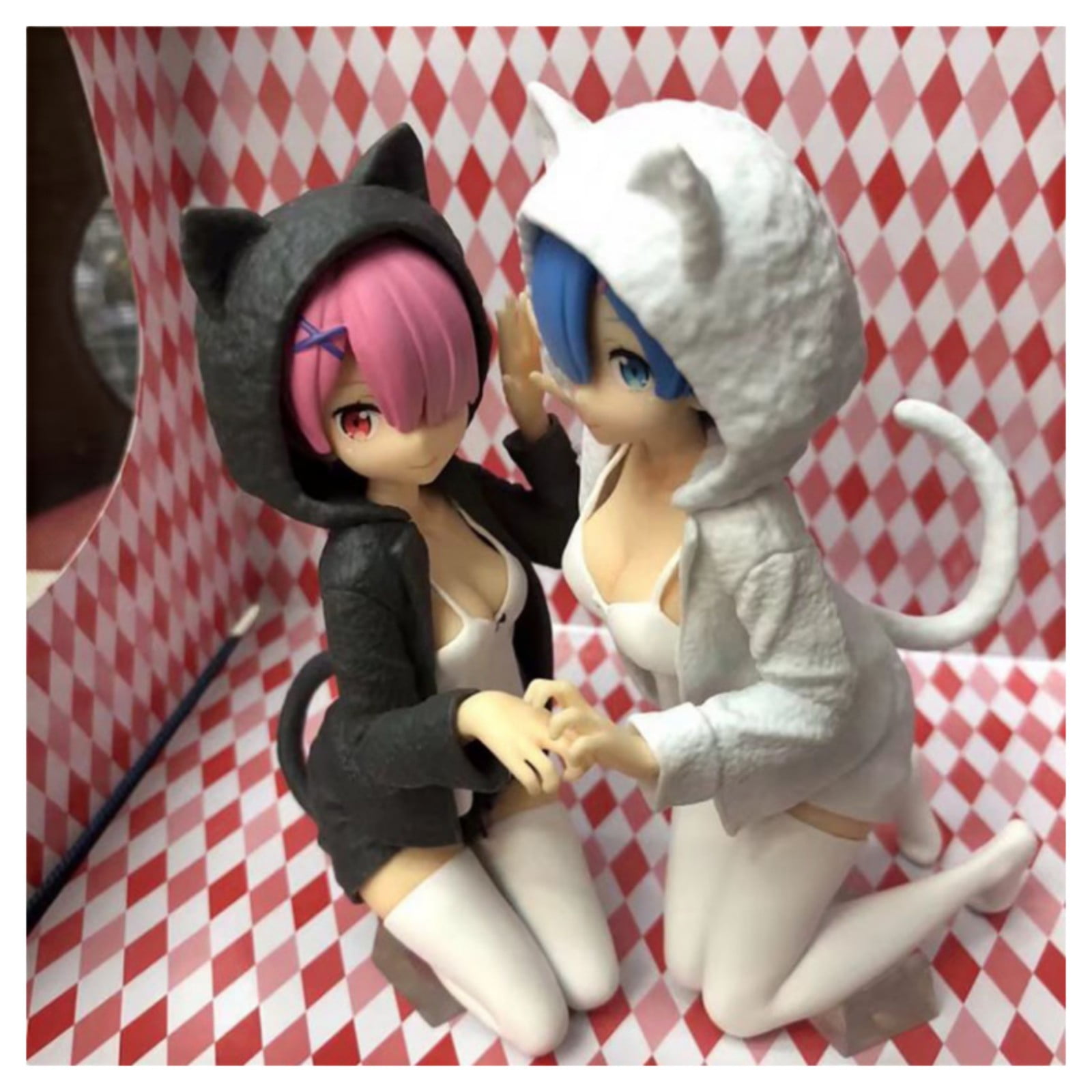 Vanlemn Anime Action Cat's Ear Rem/Ram Figure PVC Statue Model ...
