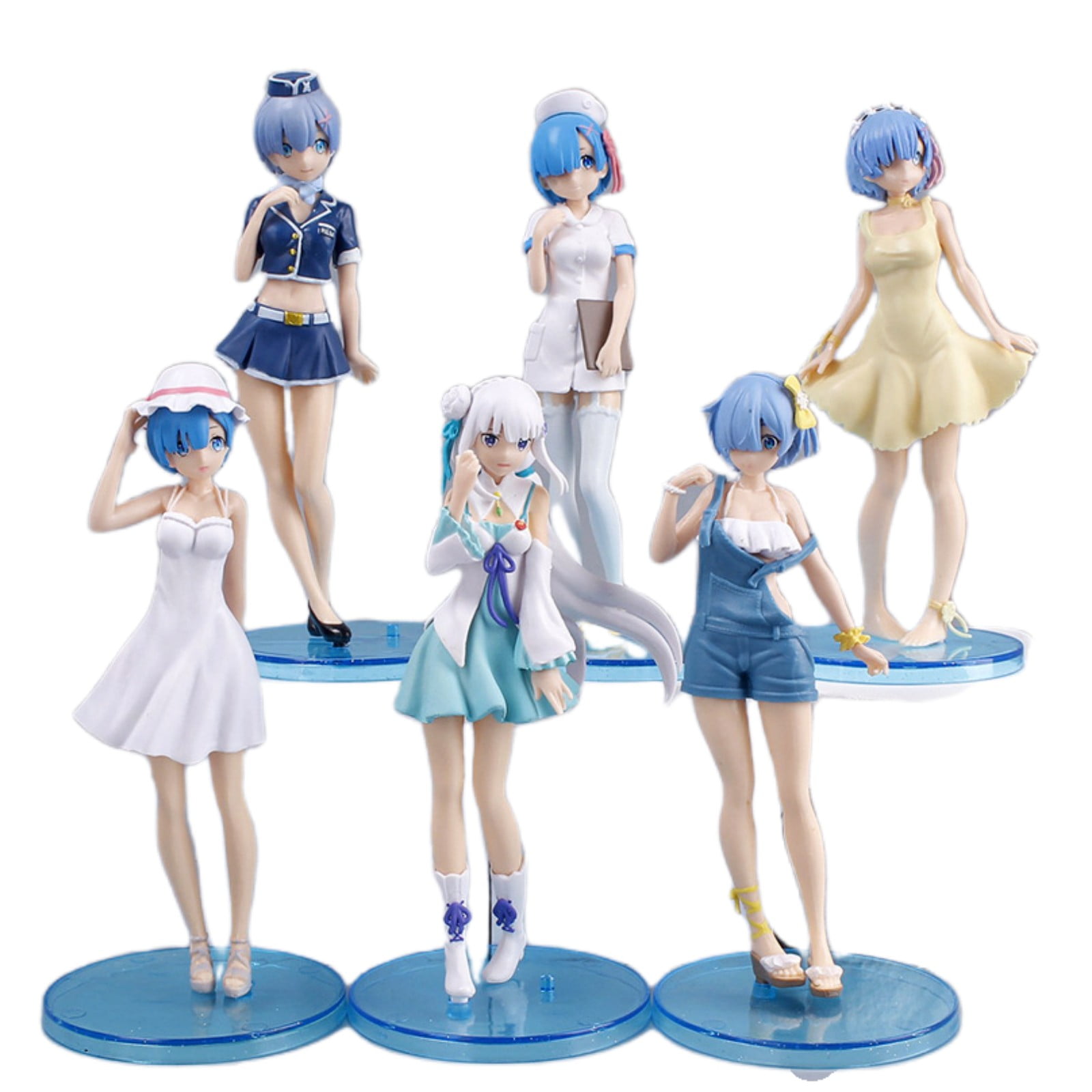 Vanlemn Anime Characters Rem/Emilia 6Pcs A suit Figure Character Model ...