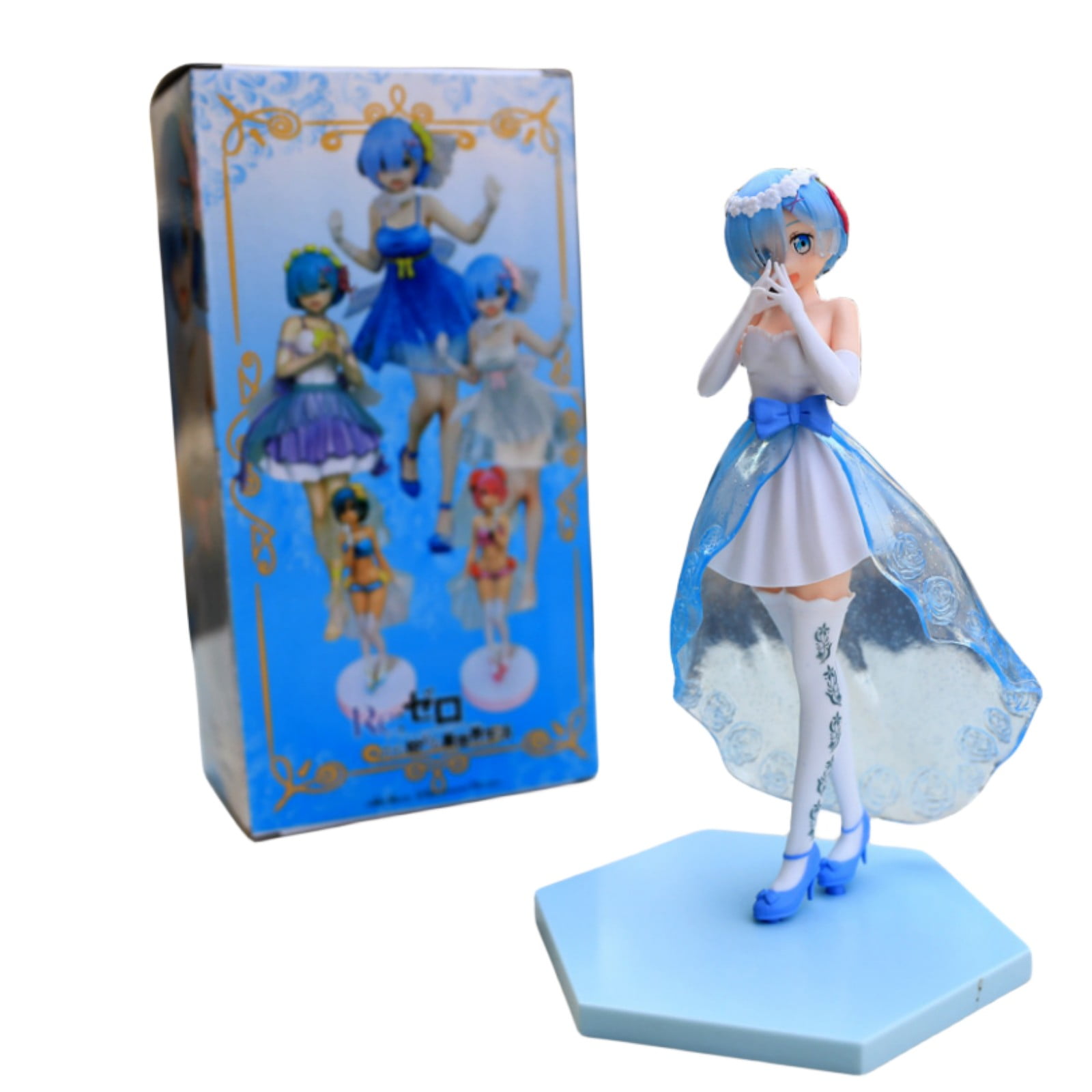 Vanlemn Anime Figure Crystal Blue wedding dress Rem Figure PVC Action ...