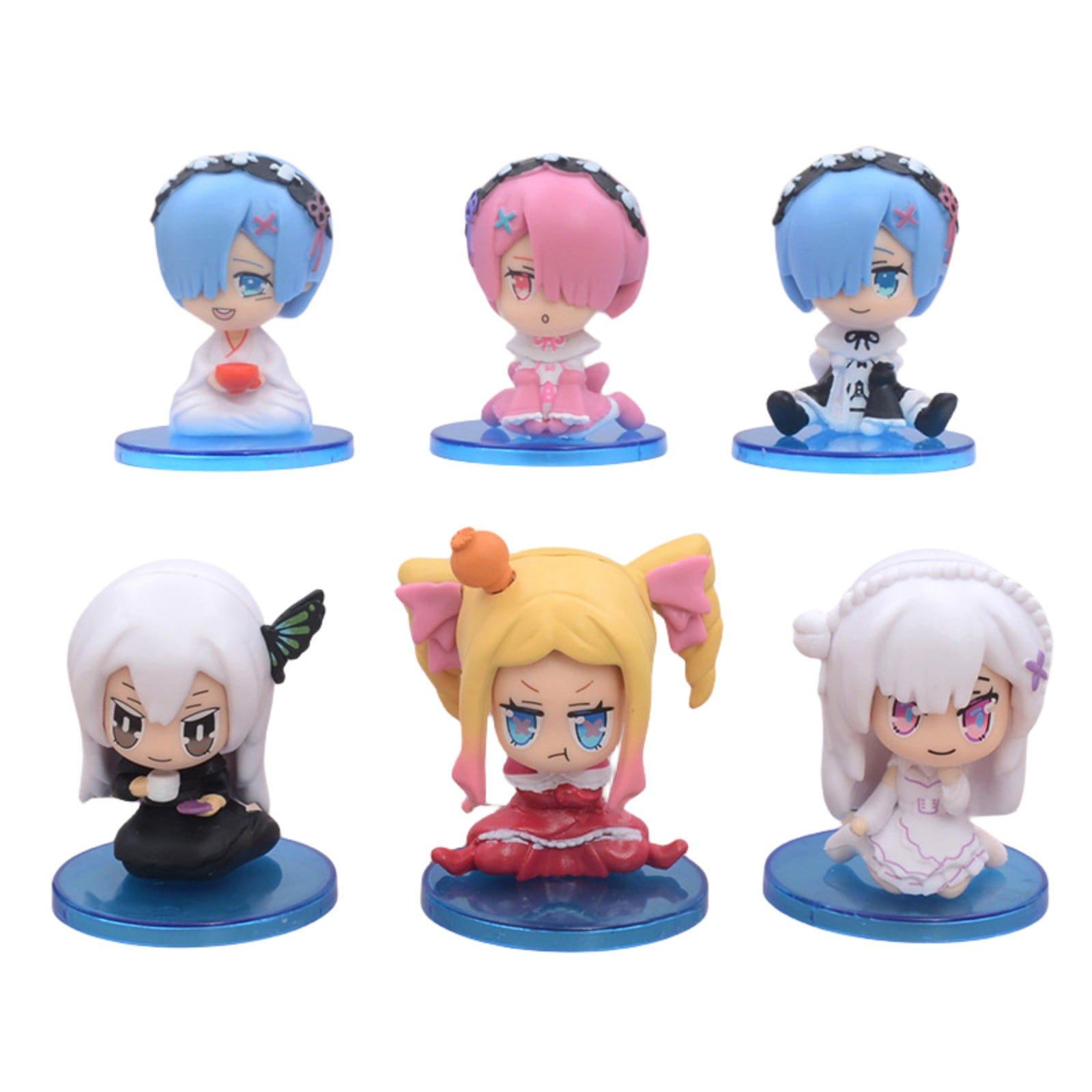 Vanlemn Q Version Ram/Rem Sitting Positionn 6Pcs Figure Anime Girl PVC ...